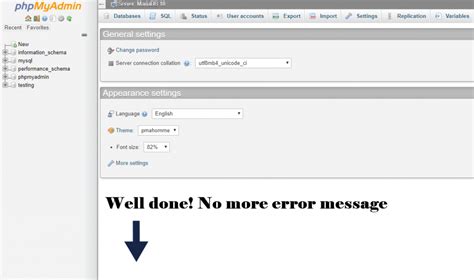 synology the phpmyadmin configuration storage is not completely
