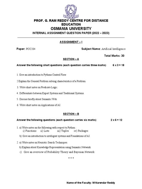 Pgrrcde Mca Ai Assignmensts 1 And 2 Download Free Pdf Artificial