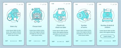 Hotel Choosing Onboarding Mobile App Page Screen Vector Template Trip Planning Walkthrough