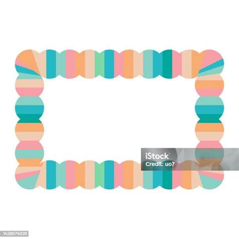 공 모양 패턴이있는 귀여운 다채로운 장식용 직사각형 테두리 사진 앨범 액자 음성 거품 흰색 배경 평면 디자인 Eps10 벡터에 격리 공란에 대한 스톡 벡터 아트 및 기타