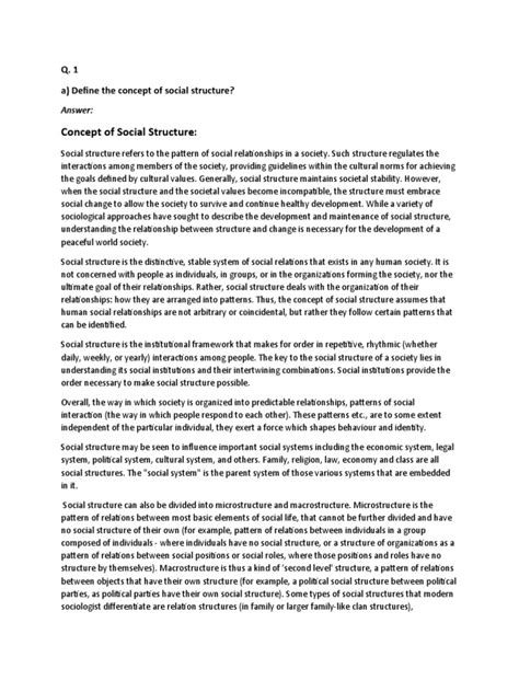 Assignment Code 8606 Aiou Pdf Socialization Social Structure