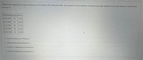 Using Excel S Regression Analysis Function On The Chegg