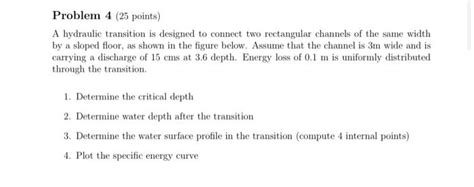 solved problem 4 25 points a hydraulic transition is