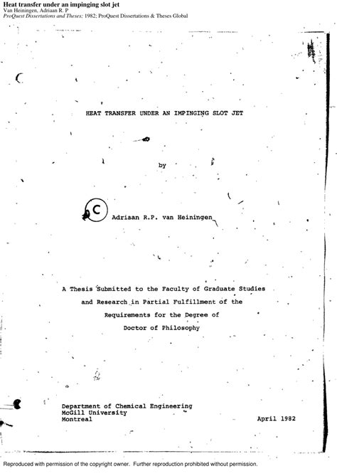 pdf heat transfer under an impinging slot jet phd thesis