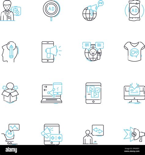 Team collaboration linear icons set. Synergy, Cohesion, Unity, Trust, Loyalty, Partnership ...