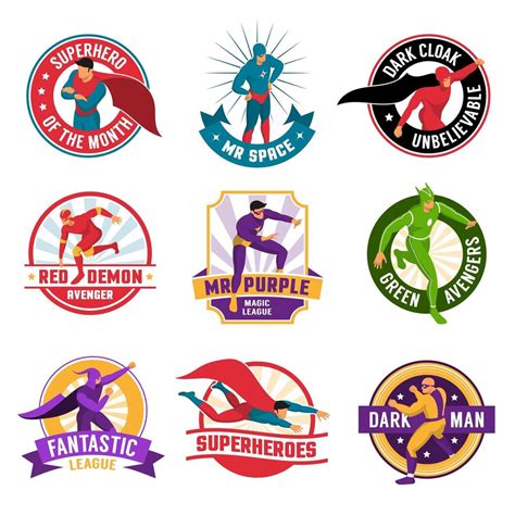 Superhero Isometric Emblems Set Vector Illustration 2415266 Vector Art