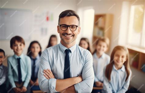 Premium Ai Image Smiling Teacher In A Class