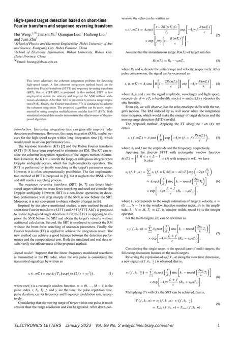 Pdf High‐speed Target Detection Based On Short‐time Fourier Transform