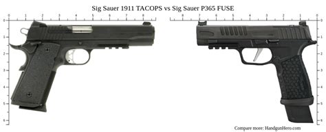 Sig Sauer 1911 Tacops Vs Sig Sauer P365 Fuse Size Comparison Handgun Hero