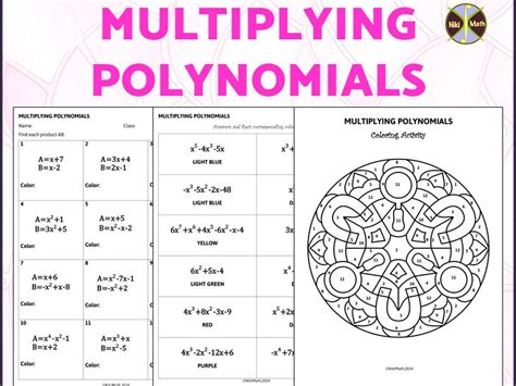 Multiplying Polynomials Color By Code Teaching Resources