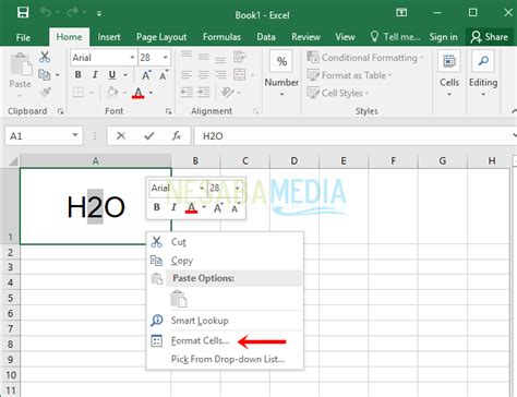 2 Cara Membuat Pangkat Atas Dan Bawah Di Excel Lengkap Gambar
