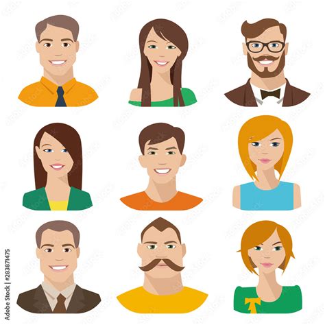 Vector male and female characters in flat style Stock Vector | Adobe Stock
