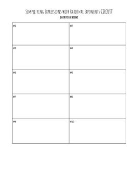 Simplifying Expressions With Rational Exponents CIRCUIT By Mathsketeer