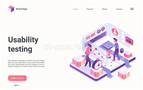 Usability Mobile Application Testing Isometriclanding Page Website App Development Stock Vector