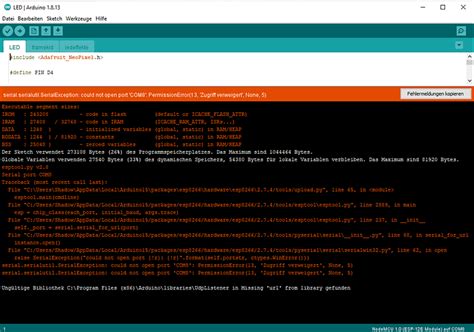 fehler bei upload auf nodemcu esp8266 esp 12e ch340 deutsch