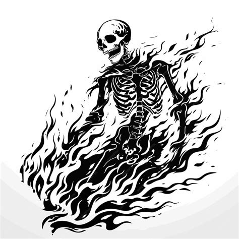 Premium Vector Flaming Skeleton Design