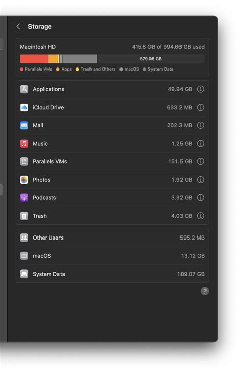 system data and parallels vm is taking so much of my storage i deleted