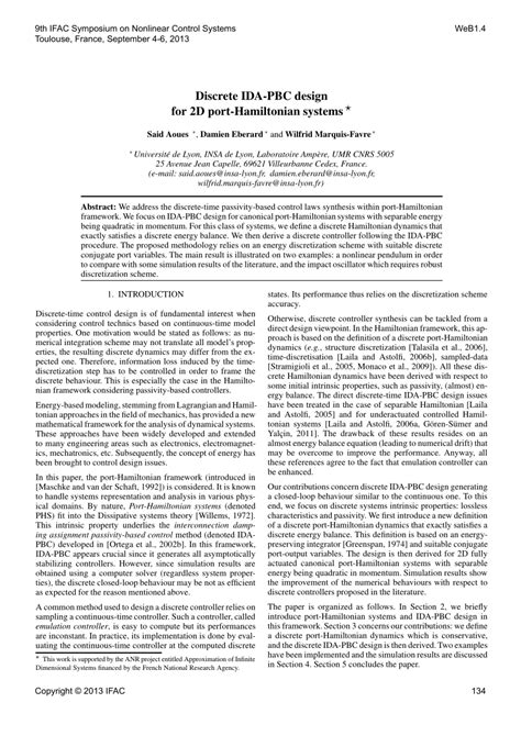Pdf Discrete Ida Pbc Design For 2d Port Hamiltonian Systems
