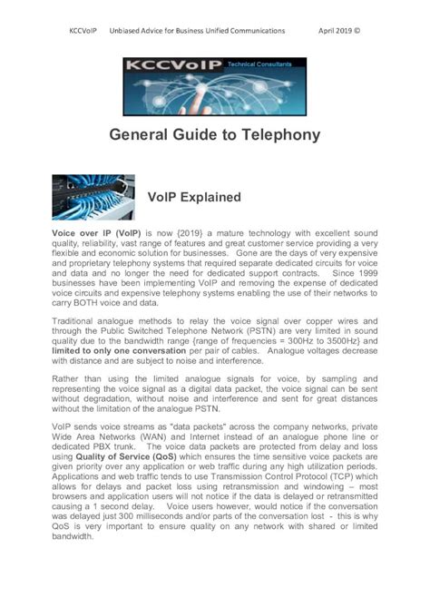 Pdf General Guide To Telephony General · Example Hosted Voip Soho
