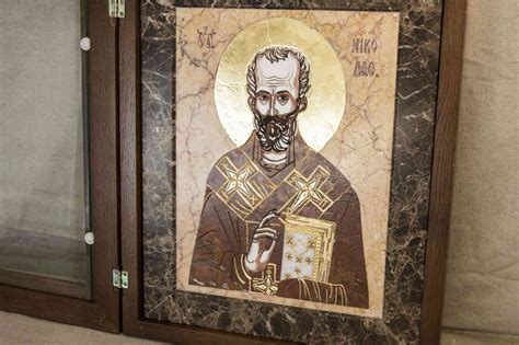 Николай Чудотворец № 12 из мрамора, икона Святого из камня, фото 1