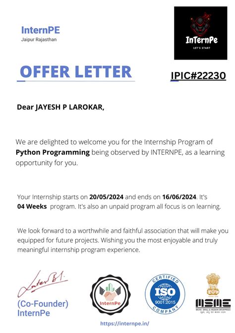 jayesh larokar on linkedin internpe