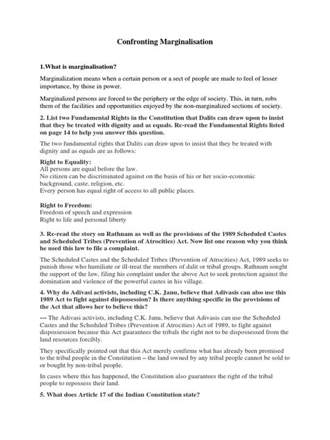 Confronting Marginalisation Pdf Dalit Justice