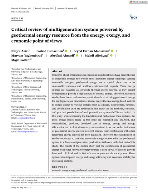 Pdf Critical Review Of Multigeneration System Powered By Geothermal Energy Resource From The