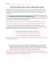 Understanding Motion In One And Two Dimensions Activity Course Hero