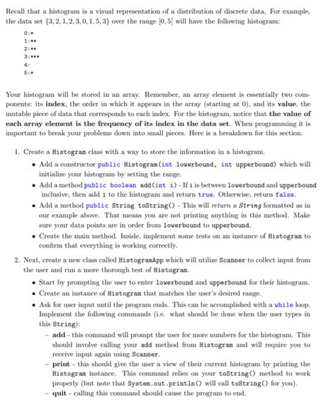 Solved Recall That A Histogram Is A Visual Representation Of