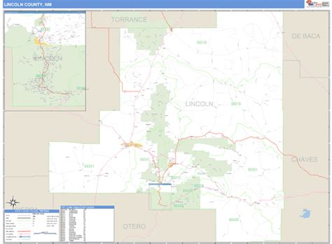 Lincoln County New Mexico Zip Code Wall Map Map