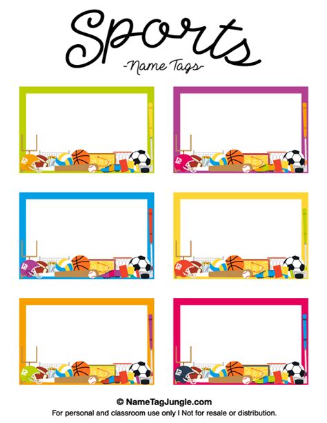 Free Printable Sports Name Tags The Template Can Also Be Used For