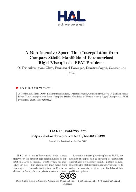 Pdf A Non Intrusive Space Time Interpolation From Compact Stiefel