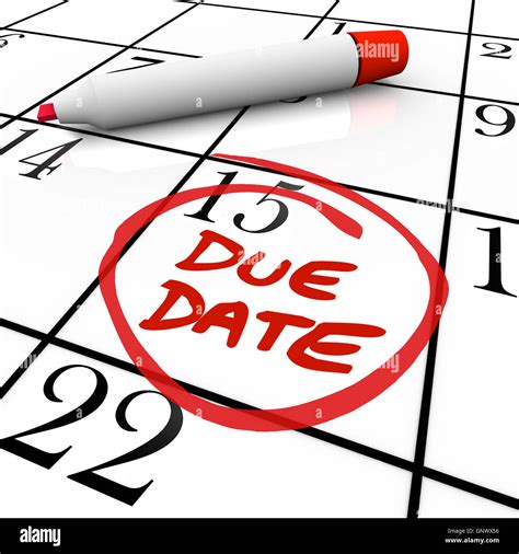 Due Date Calendar Circled For Pregnancy Or Project Completion Stock