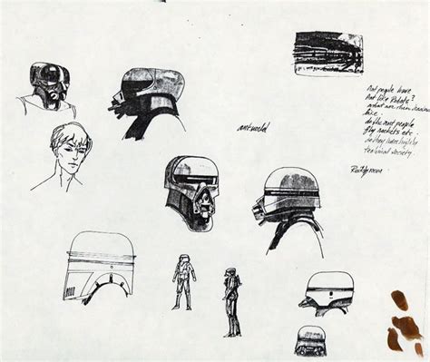 Starwars 1977 Early Helmet Concept Sketches Ralph Mcquarrie Star
