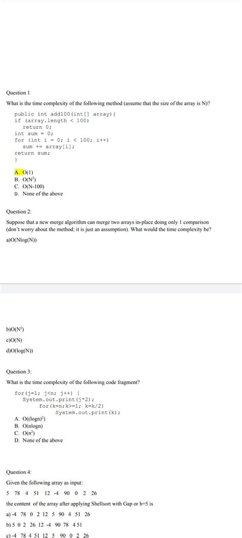 Solved Question What Is The Time Complexity Of The Chegg