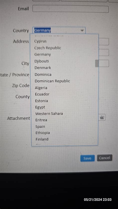 Drop Menu Out Of Alphabetical Order Includes Every Country R