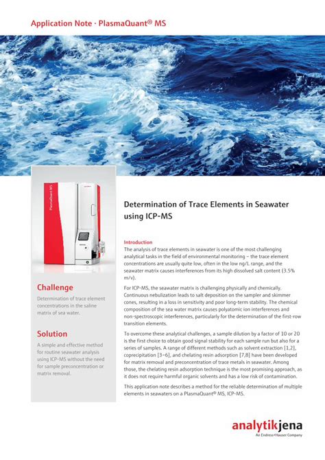 Pdf Determination Of Trace Elements In Seawater Using Icp Ms · Table 2 Lists Potential