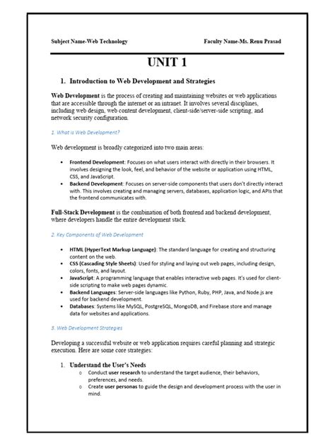 Web Technology Unit 1 Notes Pdf World Wide Web Internet And Web
