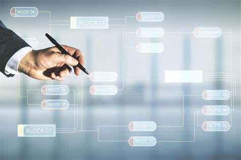 Premium Photo Multi Exposure Of Developer Hand With Pen Working With Abstract Programming