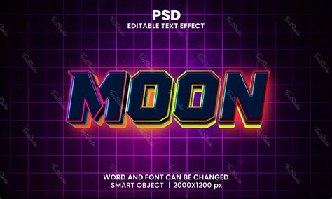 Moon Synthwave Neon 3d Text Effect Free Photoshop Psd File