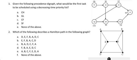 solved 1 given the following precedence digraph what would