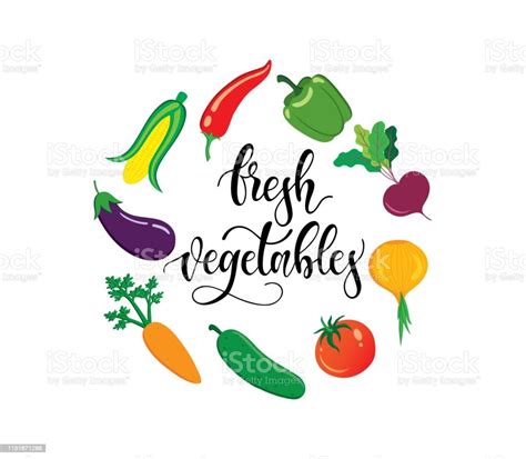 식품 시장 전자 상거래 유기농 제품 프로 모션 건강 한 삶 음식 및 음료에 대 한 유기농 신선 하 고 자연 야채 아이콘 및 요소 컬렉션입니다 가지 채소에 대한 스톡 벡터