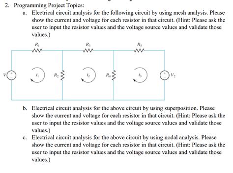 Programming Project Topics A Electrical Circuit Chegg