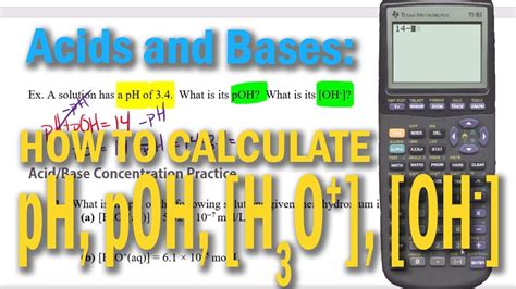 Acids and Bases: How to Calculate pH, [H3O+], pOH, and [OH-] - YouTube