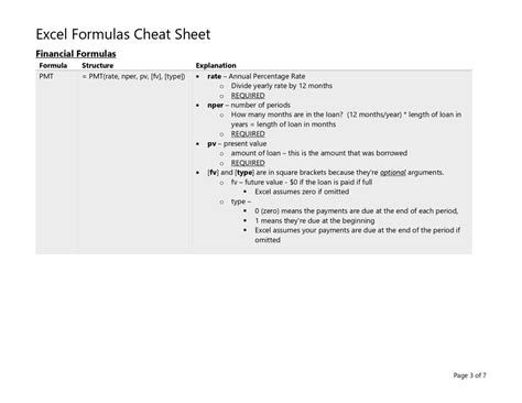 Excel Formulas Cheat Sheet Pdf
