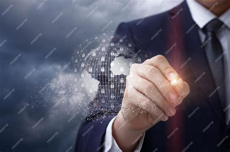 Premium Photo A Man In A Suit Is Holding A Cloud Computing Device