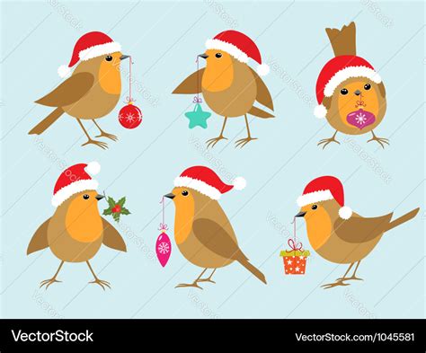 Christmas Robins Royalty Free Vector Image Vectorstock
