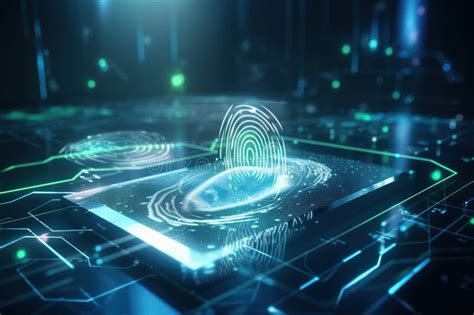 Fingerprint Scan Provides Security Access With Biometric Data Created With Generative Ai
