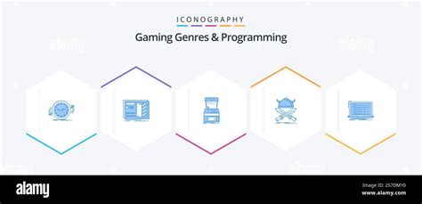 Gaming Genres And Programming 25 Blue icon pack including viking. battle. plan. play. game Stock ...