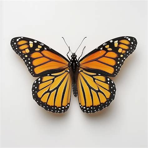 Closeup Of A Monarch Butterfly With Wings Spread Open Premium Ai